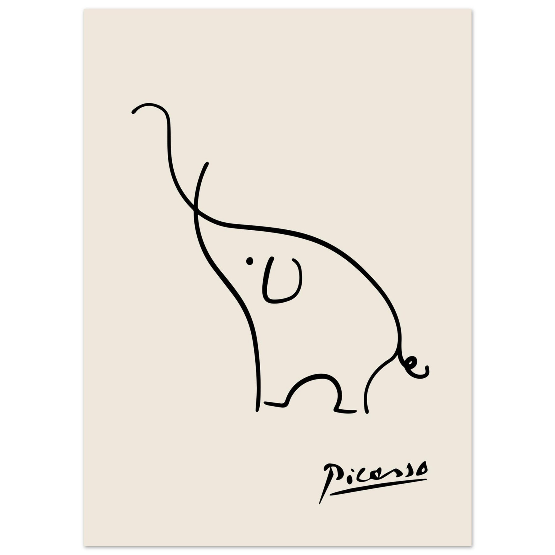 Pablo Picasso Elephant Sketch Line Drawing Wall Art Print | Vintage ...