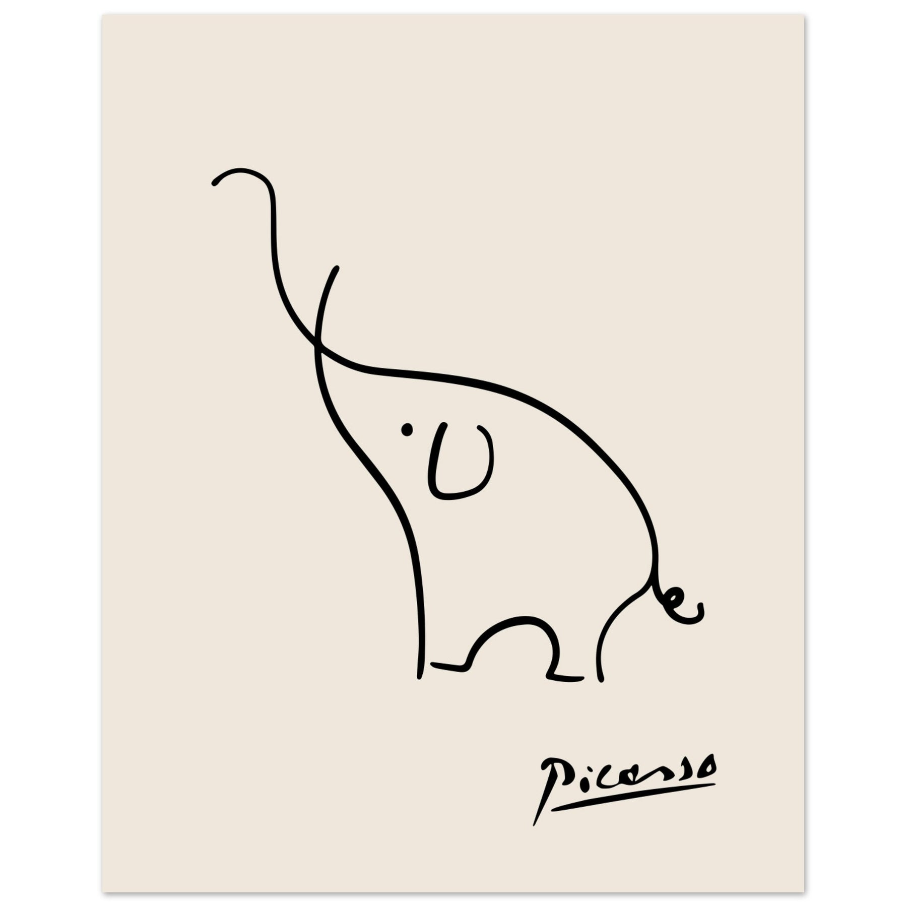 Pablo Picasso Elephant Sketch Line Drawing Wall Art Print | Vintage ...