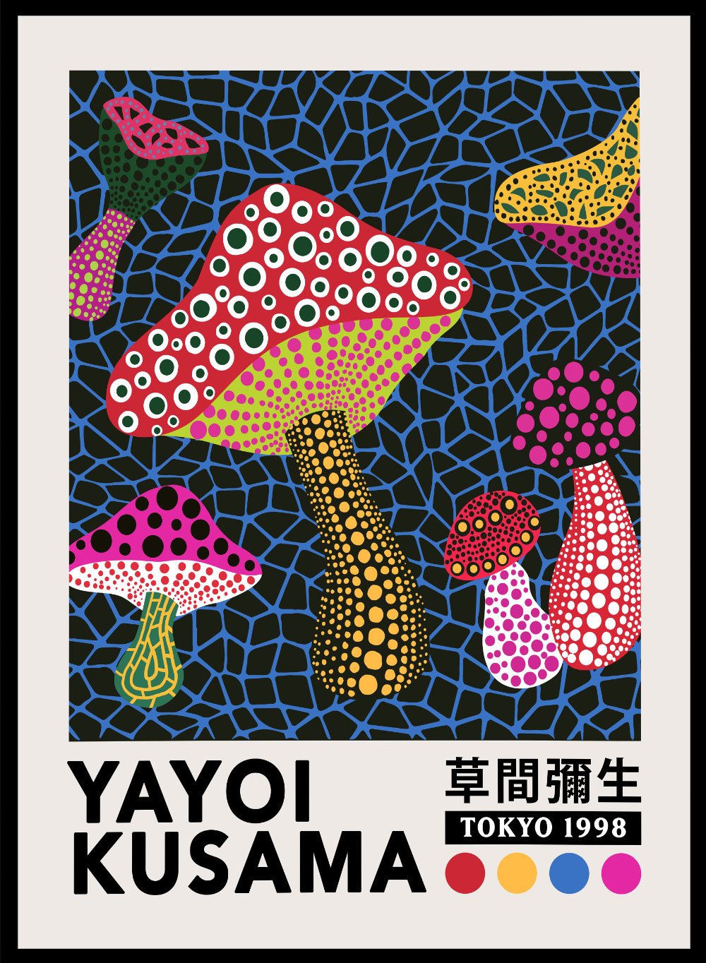Yayoi Kusama Mushrooms Inspired Japanese Art Print – Sugar & Canvas