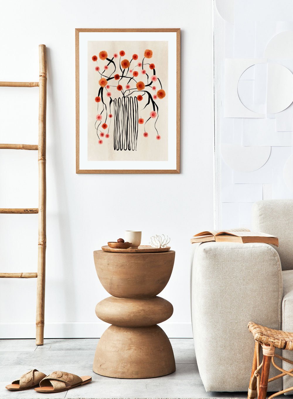 Colorful Orange Flowers in Abstract Vase Botanical Wall Art Print ...