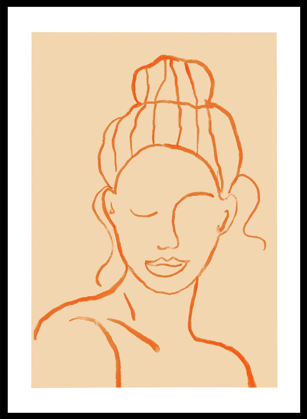 'Sienna' Aesthetic Art Print | Minimalist Orange Woman Portrait Wall ...