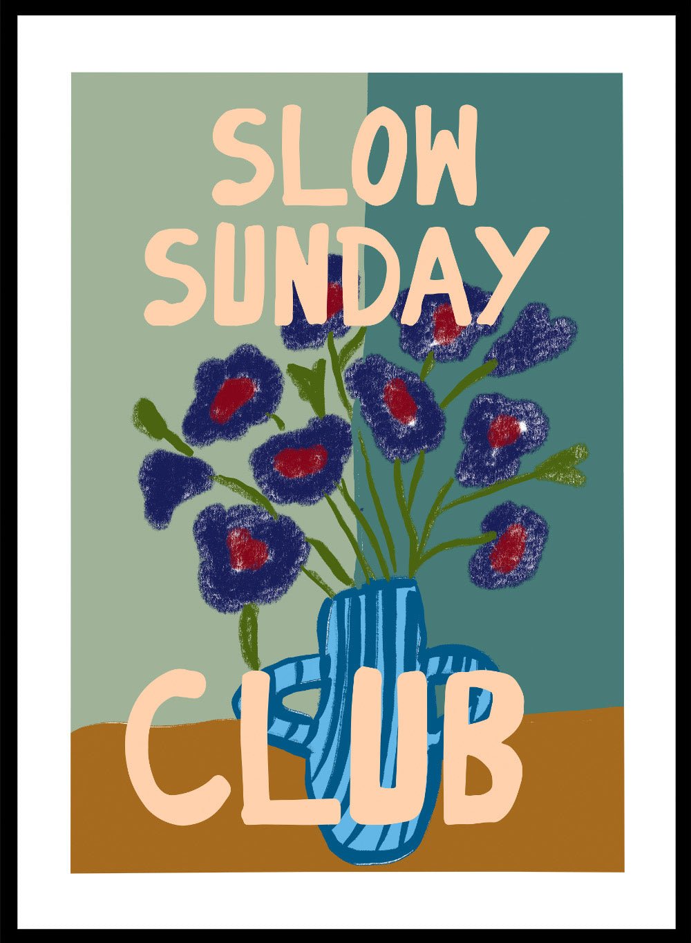 'Sunday in Violet' Aesthetic Art Print | Bold Purple Flowers in Blue ...