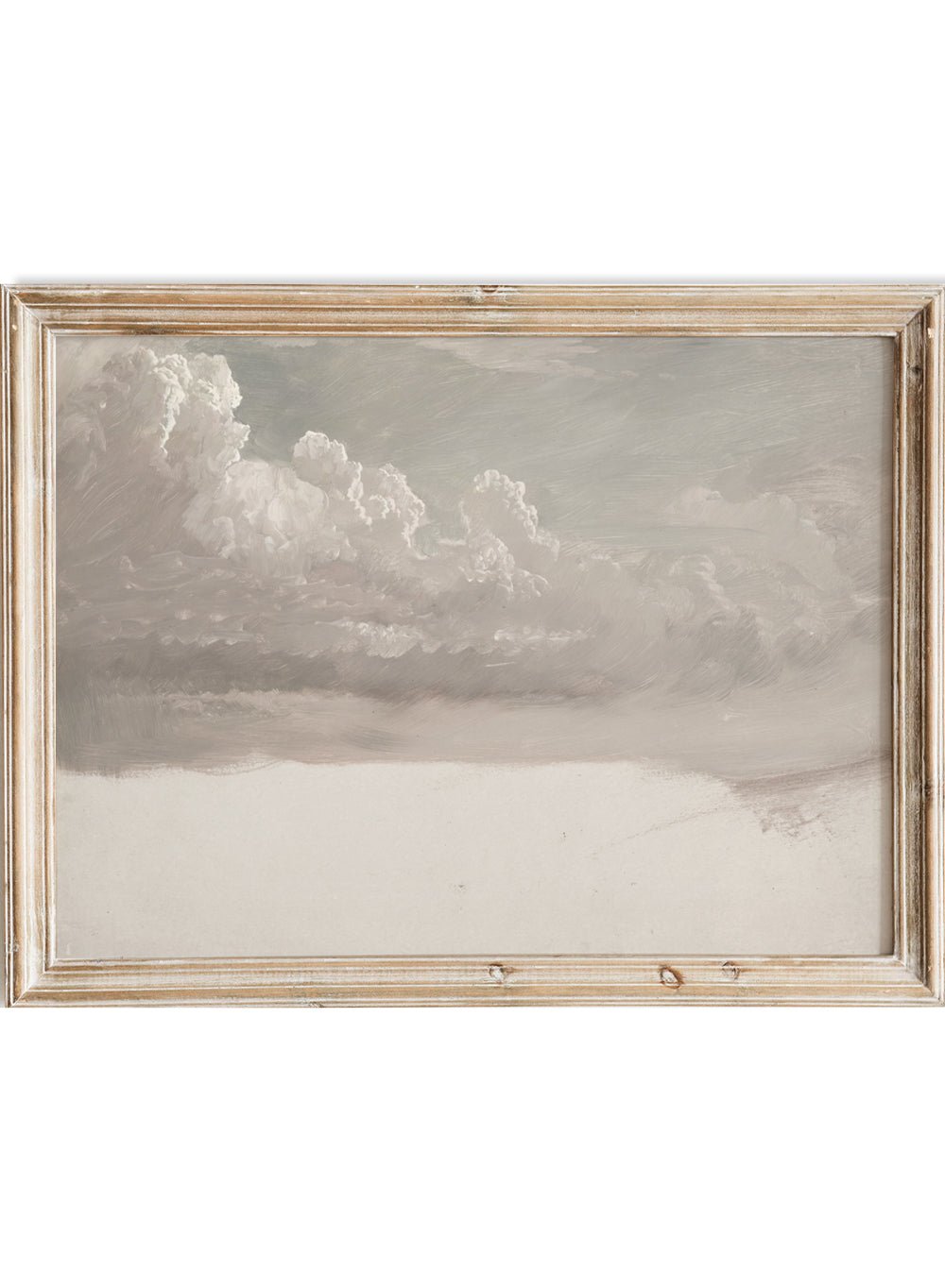 Rustic Vintage European Neutral Cloud Sky Oil Painting Wall Art Print ...