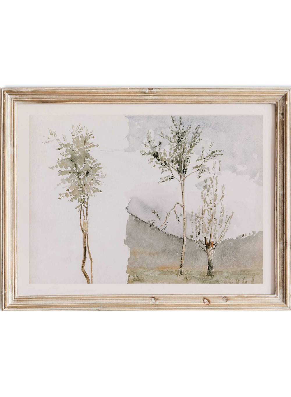 Rustic Vintage Trees Sketches Drawing Pastel Wall Art Print | Whitney ...