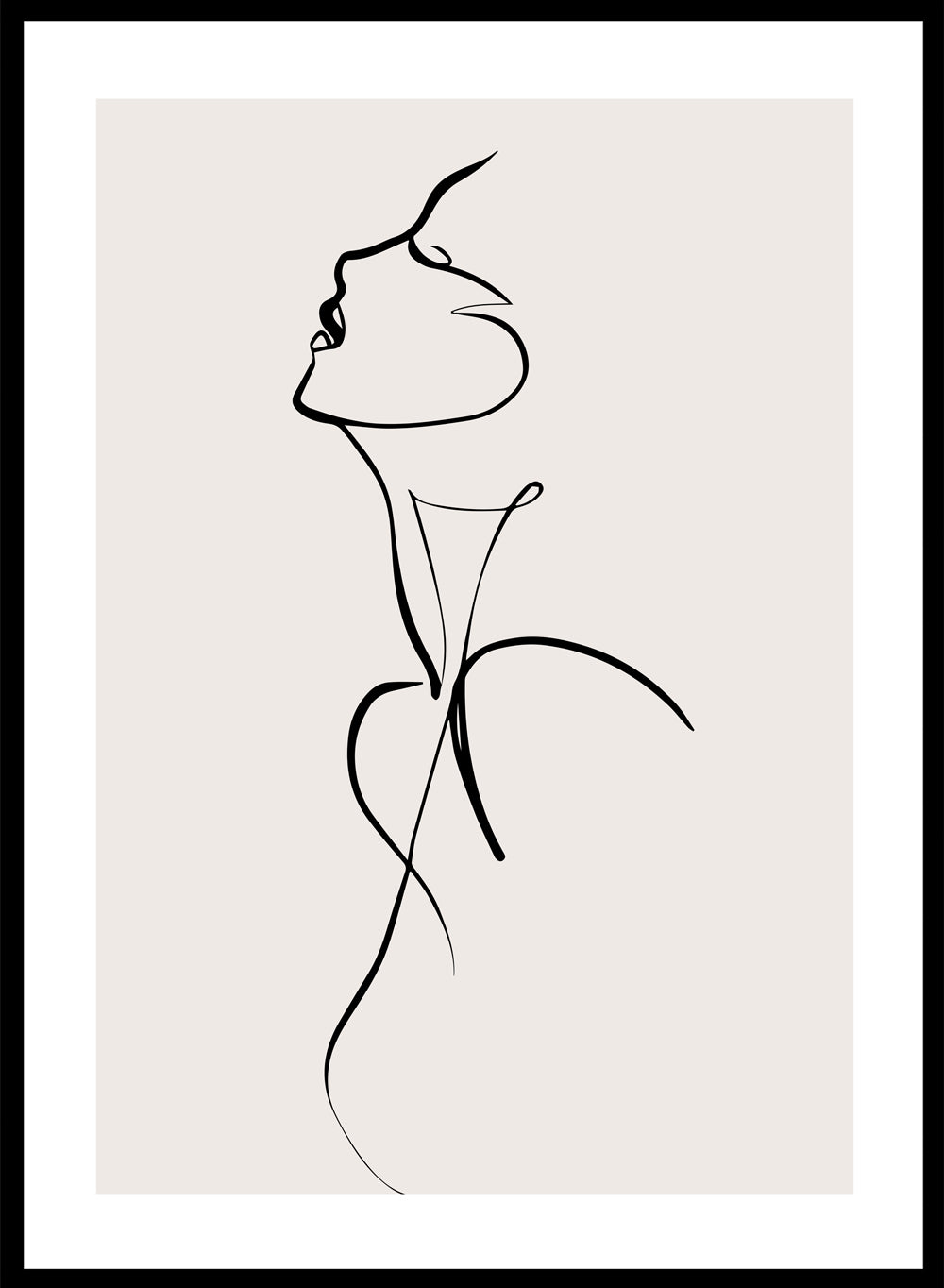 One Line Modern Girl Silhouette Line Art Print | Single Line Minimalist ...
