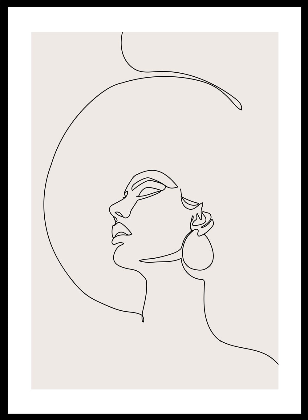 One Line Modern Girl Silhouette Line Art Print | Single Line Minimalist ...