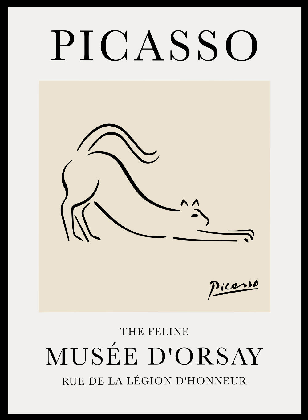 Pablo Picasso Feline Line Drawing Wall Art Print | Exhibition Poster ...